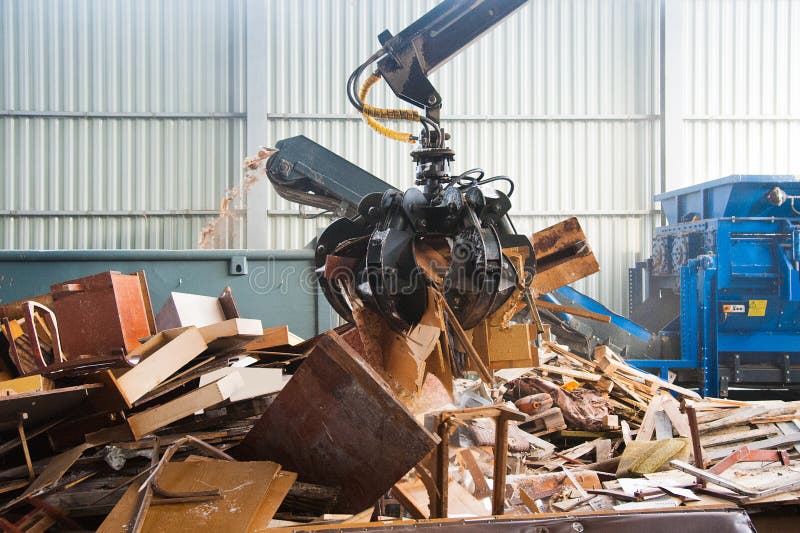 Waste recycling factory stock image. Image of manufacturing - 169700575