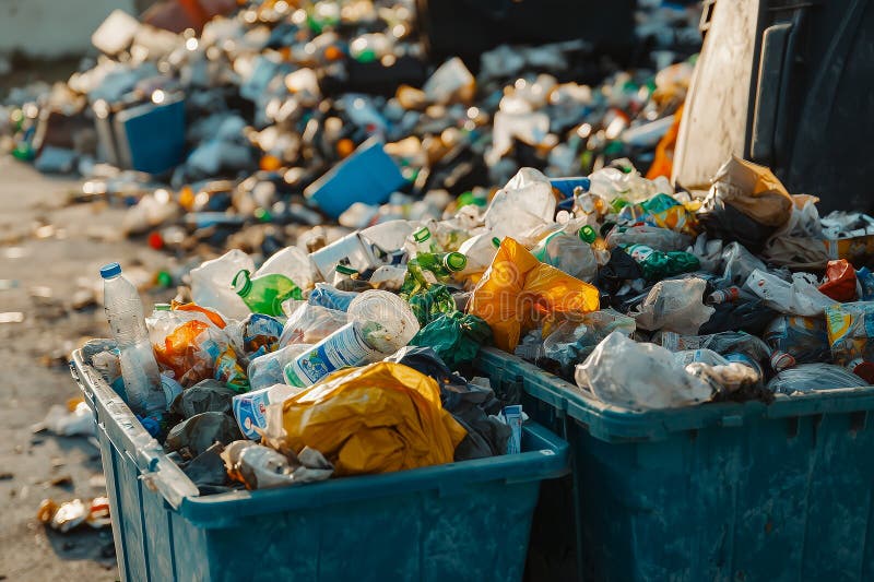 Waste Processing Station with a Large Container Stock Image - Image of ...