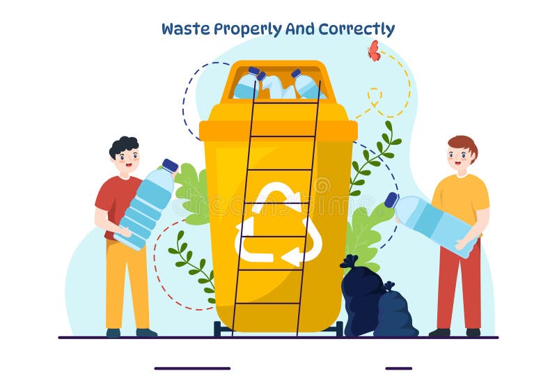 Waste Properly and Correctly Vector Illustration with Demonstration of ...