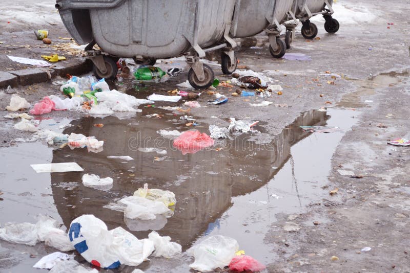 Waste in puddle stock image. Image of contamination, indifference ...