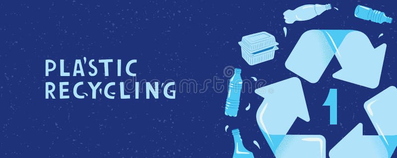 Waste Recycling. Banner with Plastic Bottles and Containers PET. Stock ...