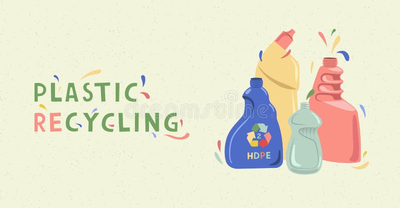 Waste Recycling. Banner with Plastic Bottles HDPE. Stock Vector ...