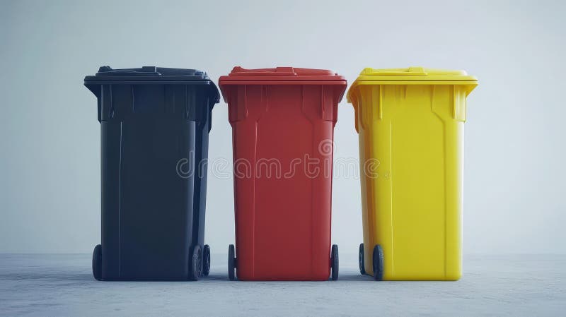 Waste Recycling Bins, Color-Coded System Stock Illustration ...