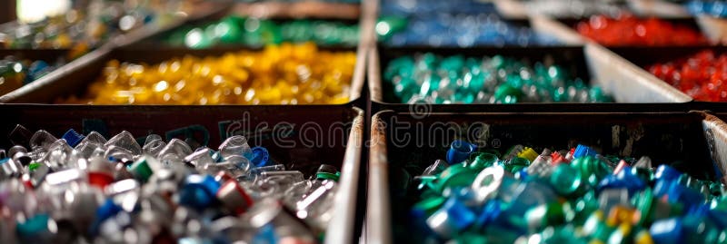Waste Recycling Center Background with Labeled Containers for Different ...