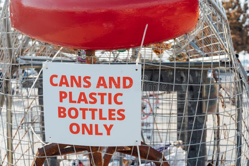 Waste Recycling Concept. Public Wire Container for only Plastic Bottles ...