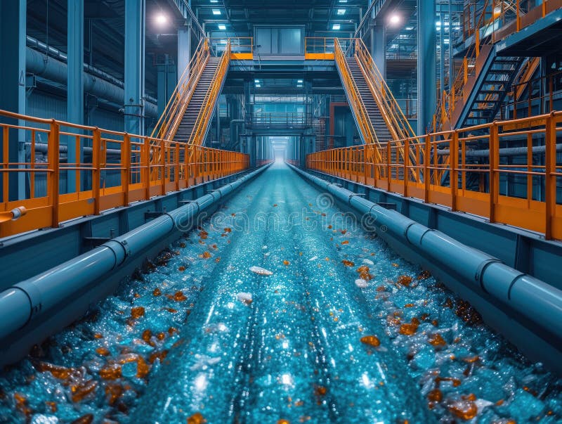 Waste Recycling Conveyor Factory Interior Stock Illustration ...