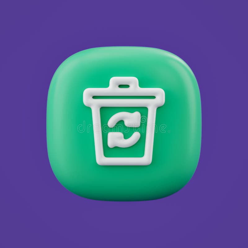 Waste 3d Icon on a Green Button, Outline Energy and Environment Icon ...