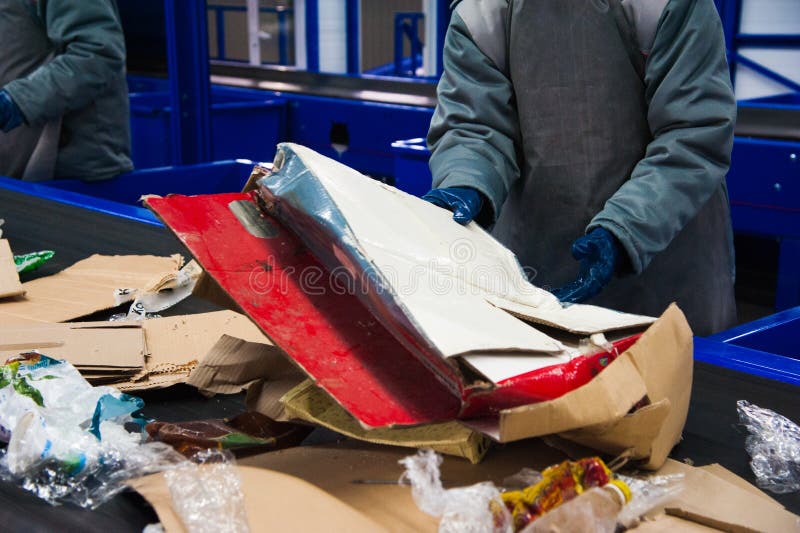 Waste recycling factory stock image. Image of process - 128280323