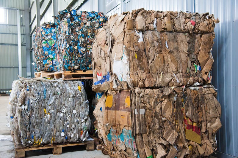 Waste recycling factory stock image. Image of process - 128280323