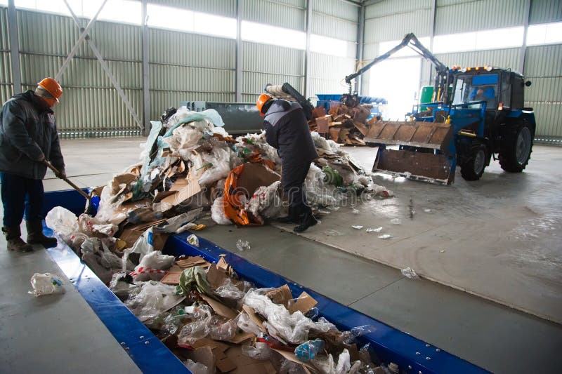 Waste recycling factory stock image. Image of recycling - 108193739