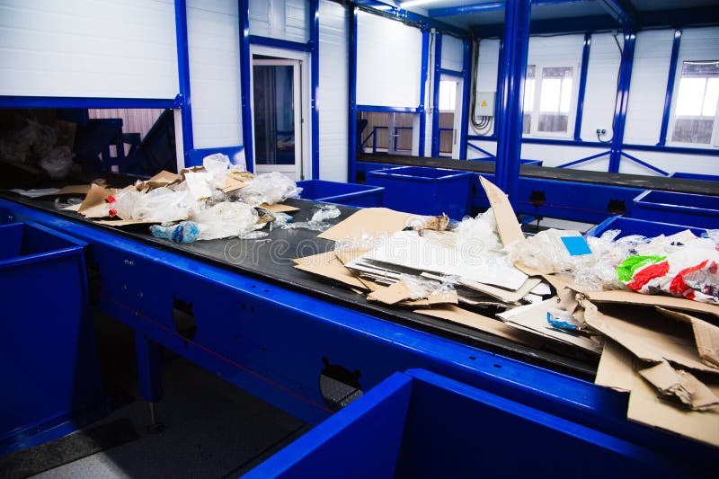 Waste recycling factory stock photo. Image of industrial - 183059090