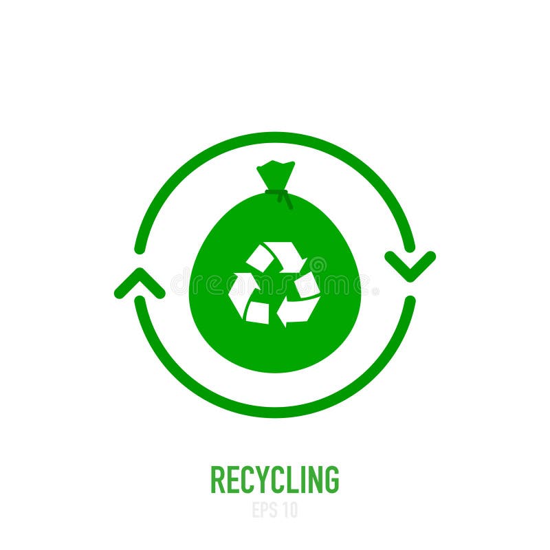 Waste Recycling Icon. Garbage Bag in Flat Style. Vector Illustration ...