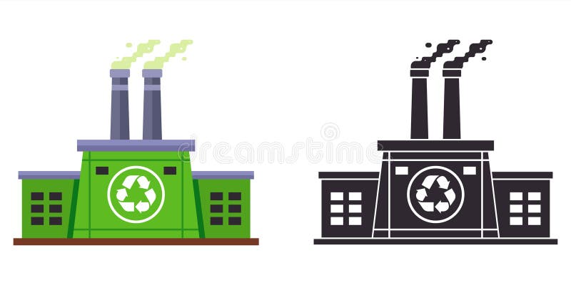 Waste Recycling Plant on a White Background. Stock Illustration ...