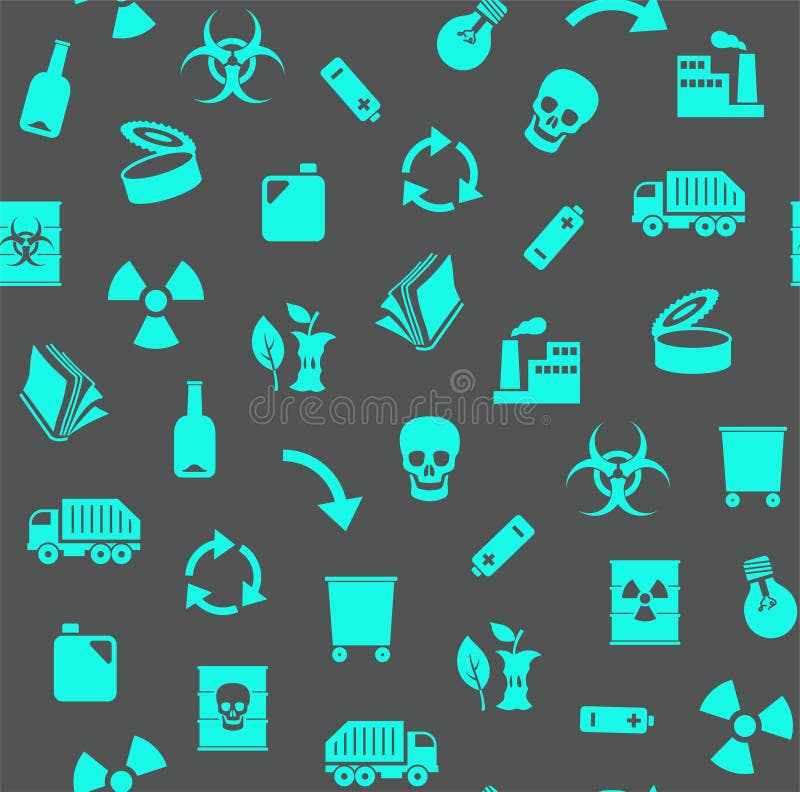 Waste, Recycling, Seamless Pattern, Blue, Color, Vector. Stock Vector ...