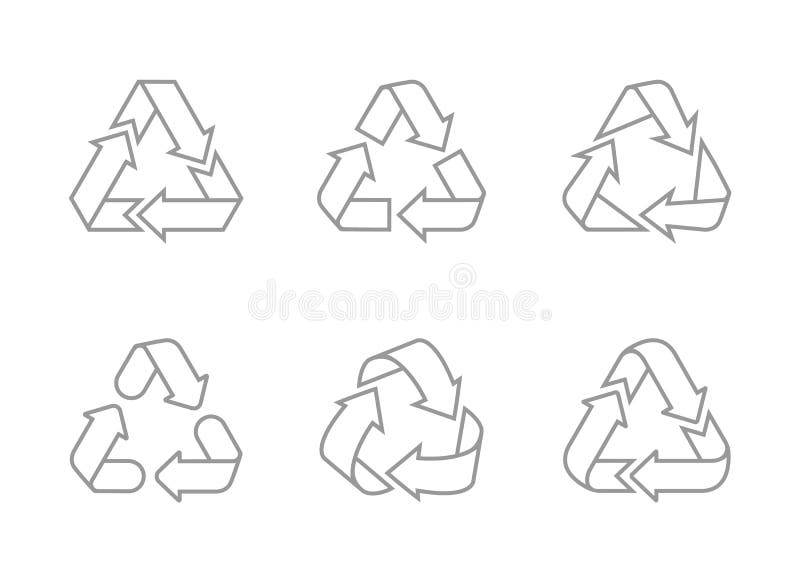 Waste Recycling Sign Arrow Triangle. Vector Icon Line Design on White ...