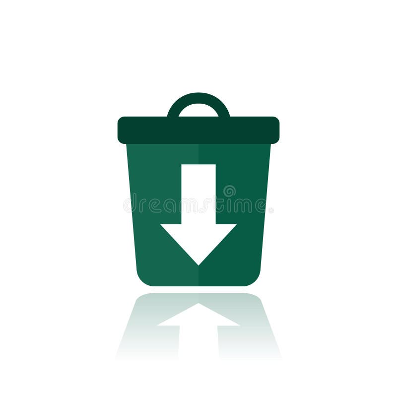 Waste Reduction Icon with Green Trash Bin Stock Vector - Illustration ...
