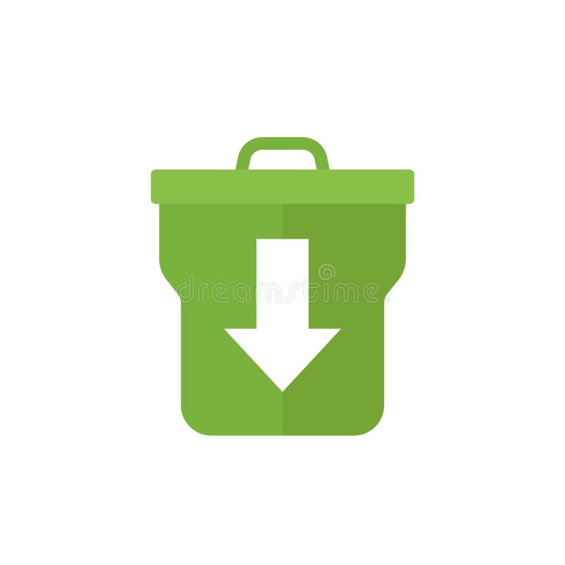 Waste Reduction Icon with a Trash Bin, Flat Design Stock Illustration ...