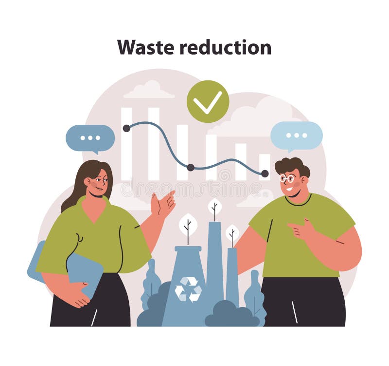 Waste Reduction Strategy Visual. Professionals Analyzing and ...