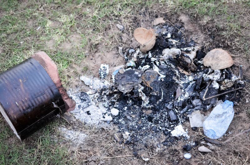 Waste remains and ashes stock image. Image of smoke, ecology - 78048619