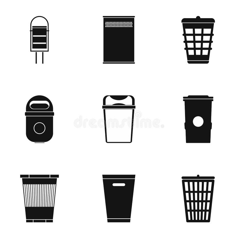 Waste Rubbish Icons Set, Simple Style Stock Vector - Illustration of ...
