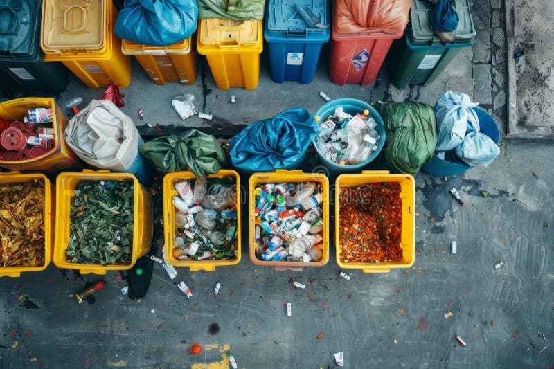 Waste and Rubbish Sorting Concept Stock Image - Image of bins, organic ...