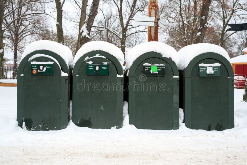 Waste Separation for Recycle Stock Image - Image of snow, green: 28524097