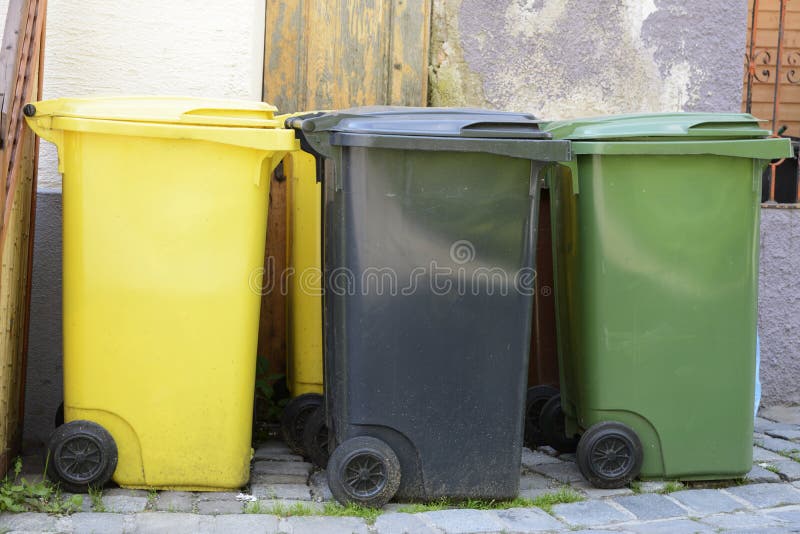 Trash Cans for Garbage Separation Stock Image - Image of division ...