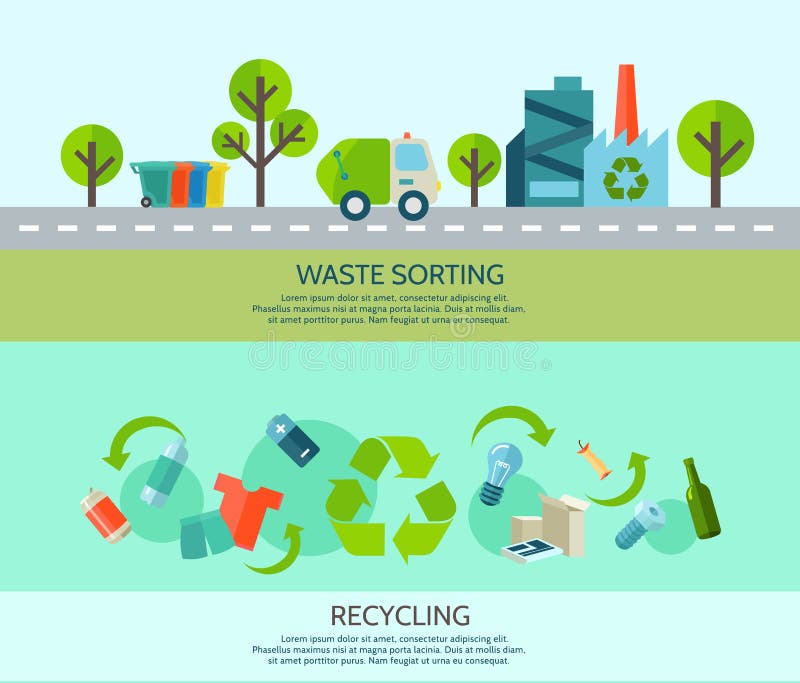 Waste sorting icons stock vector. Illustration of objectsequipment ...