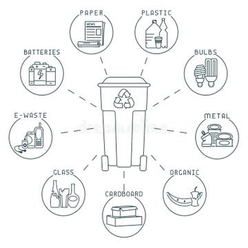 Waste Sorting Diagram with Dustbin and Trash Stock Vector ...