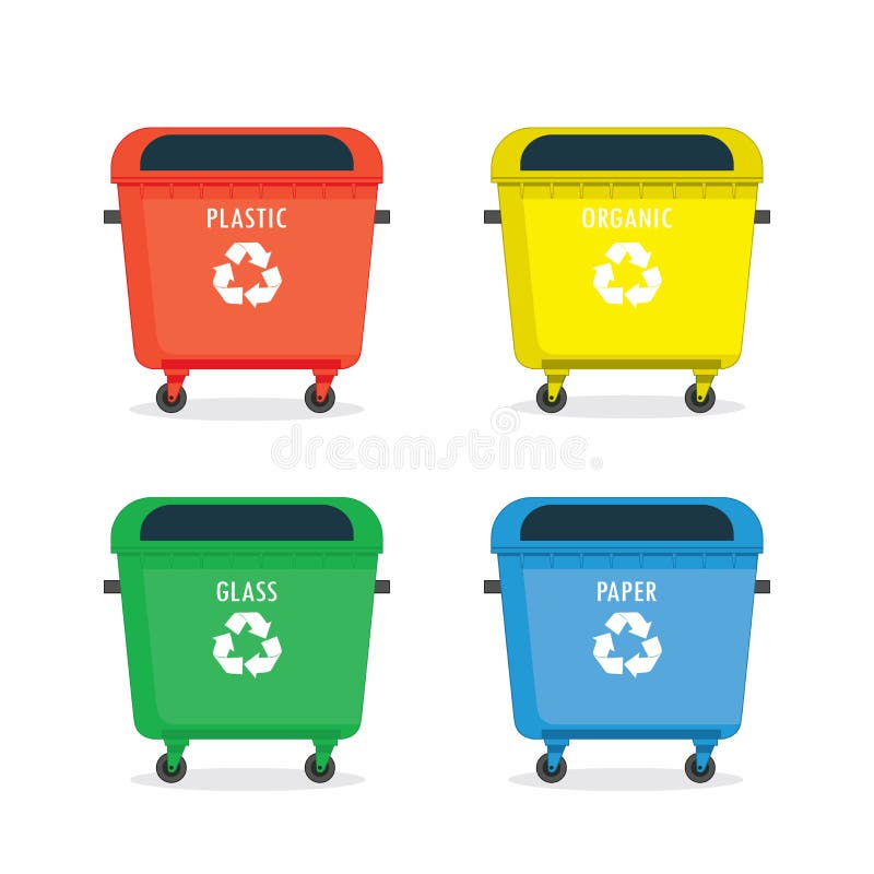 Waste Sorting Garbage Bin Set. Waste Management and Recycle Concept ...
