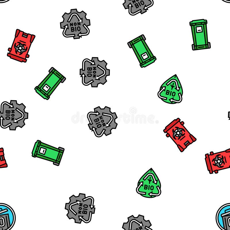 Waste Sorting Garbage Plastic Seamless Pattern Vector Stock Illustration - Illustration of ...