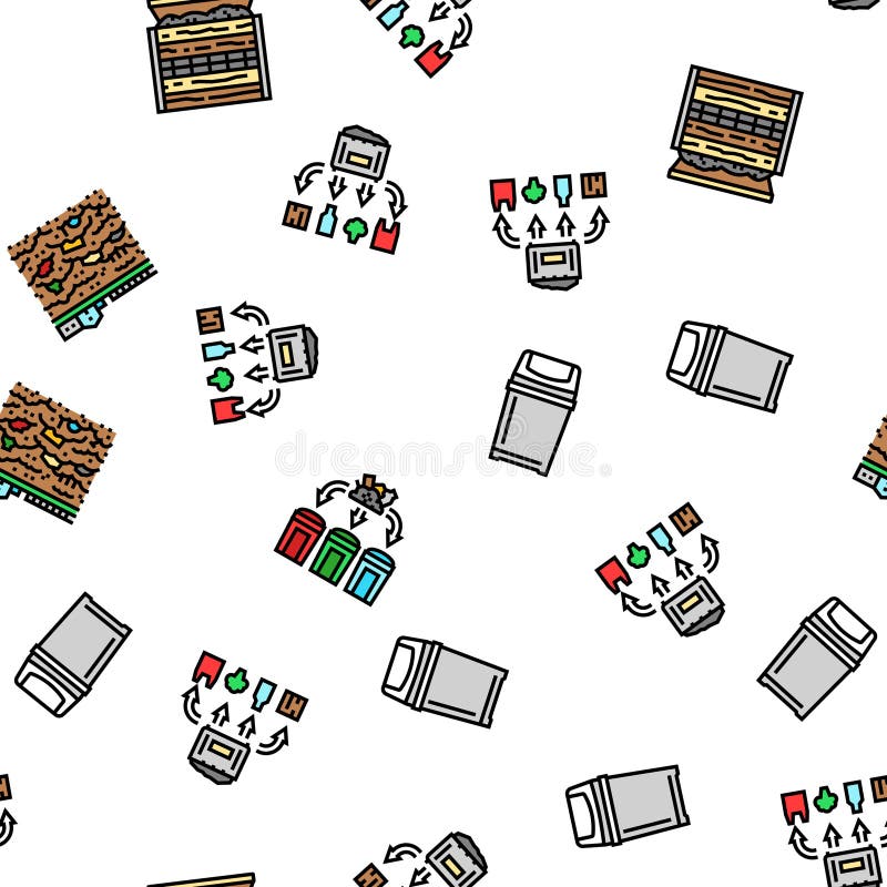 Waste Sorting Garbage Plastic Seamless Pattern Vector Stock Illustration - Illustration of waste ...