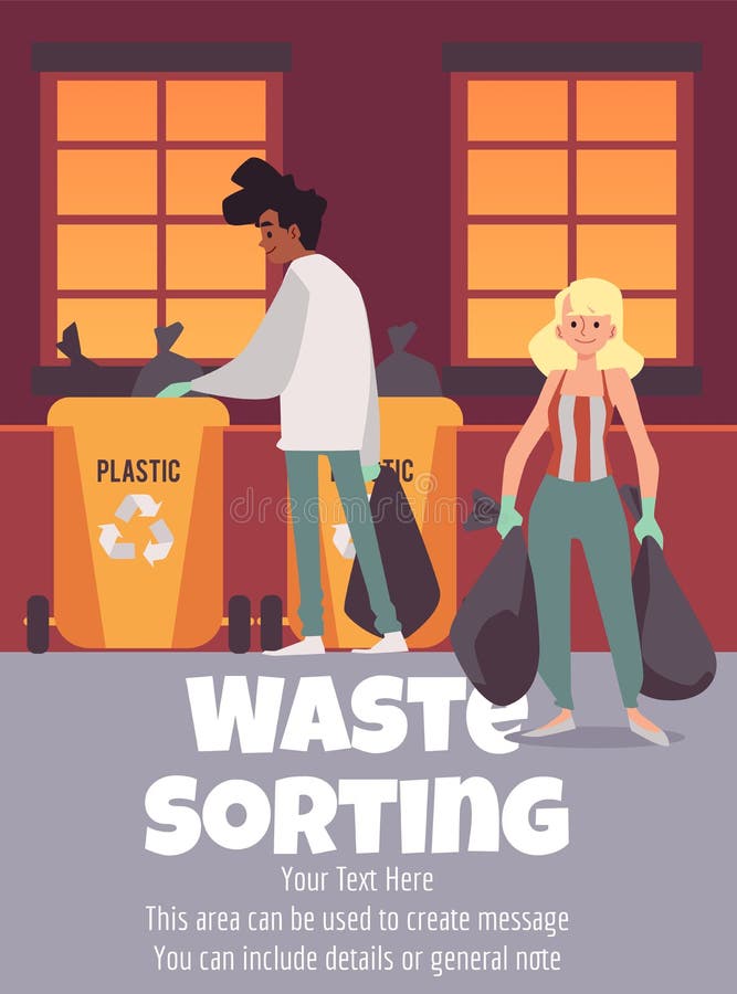 Waste Sorting and Garbage Utilization Banner Layout Flat Vector ...