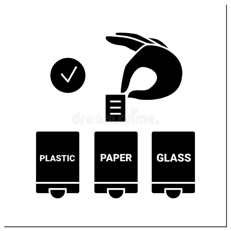 Waste sorting glyph icon stock vector. Illustration of ecofriendly ...