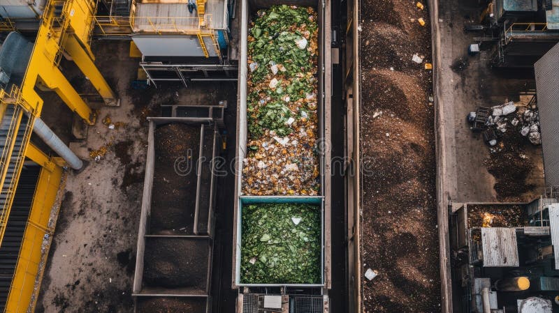 Waste Sorting Plant Managing Garbage and Compost in Containers from ...