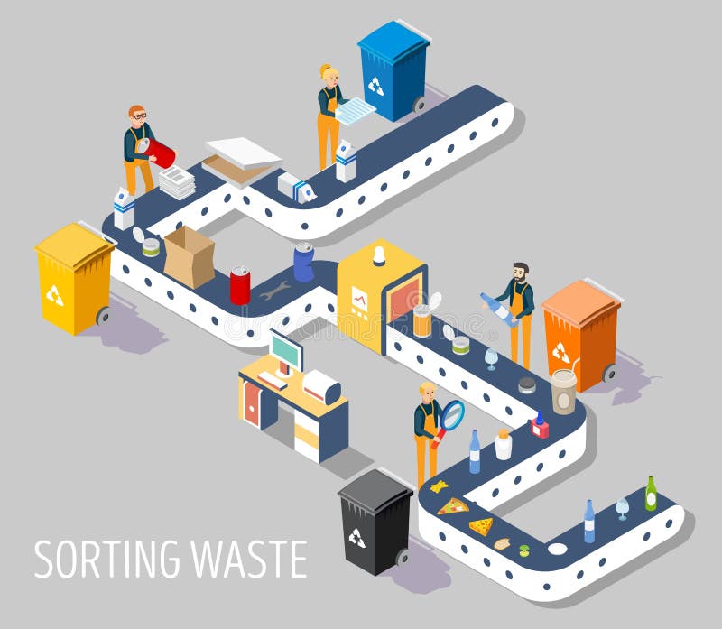 Waste Sorting and Recycling Process Isometric Icon Set, Vector Isolated ... Waste Sorting and Recycling Process Isometric Icon Set, Vector Isolated ...