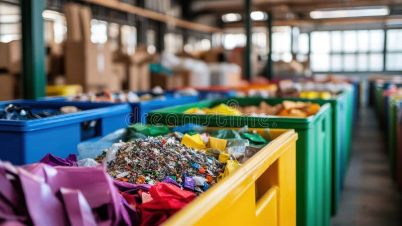 Waste Sorting Plant Workers Separating Various Garbage Materials into ...