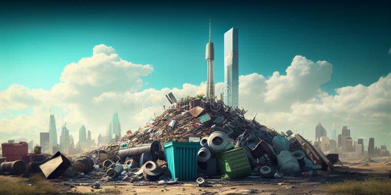 Waste Sorting, Recycling and Collection. Large Piles of Garbage and a ...