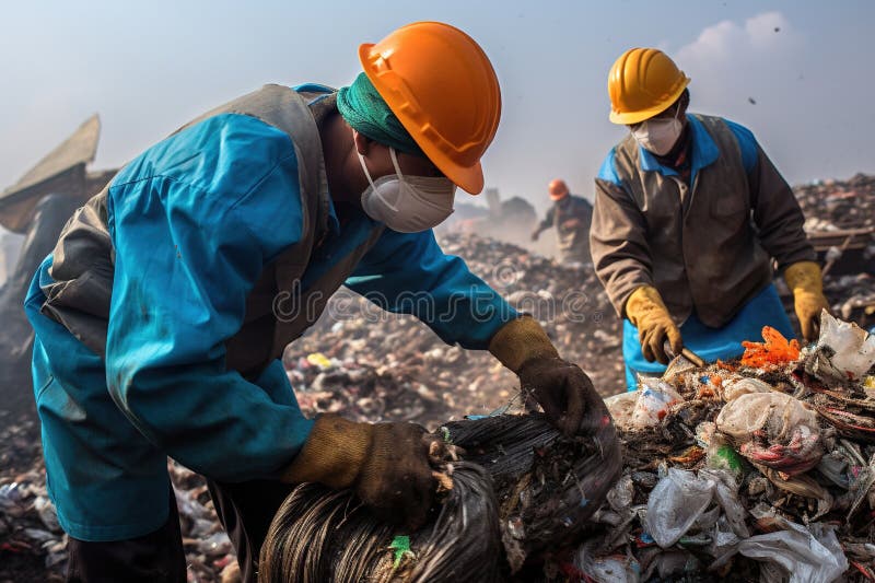 Waste Sorting Workers. Generative AI Stock Illustration - Illustration ...