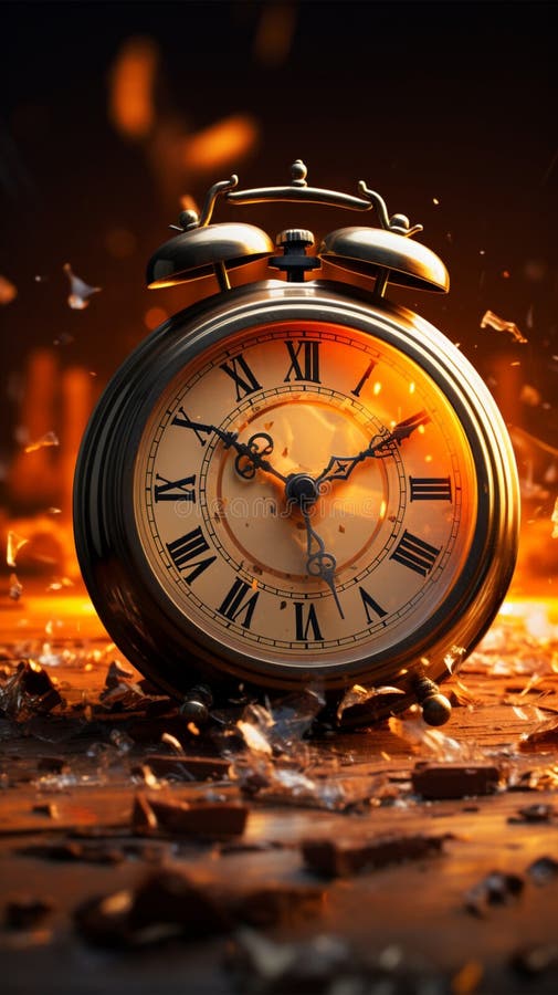 Waste of Time Concept with Alarm Clock Broken in Half with Copy Space ...