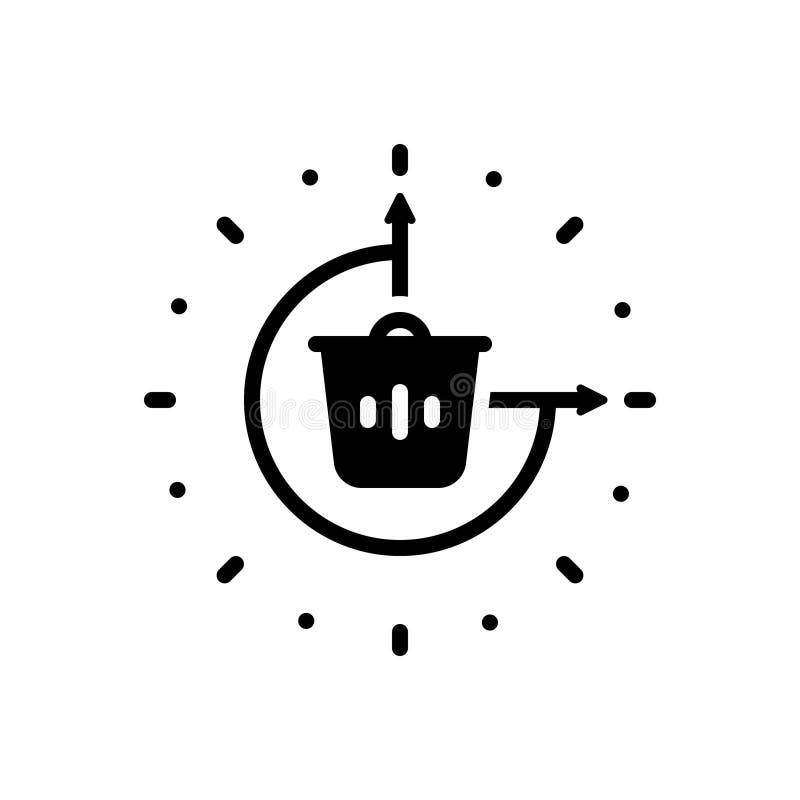 Black Solid Icon for Waste Time, Clock and Work Stock Vector ...