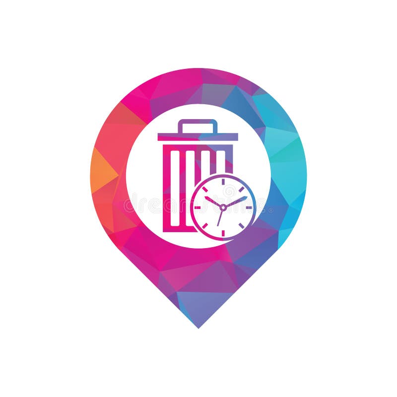 Waste Time Map Pin Shape Concept Vector Logo Template. Stock Vector ...