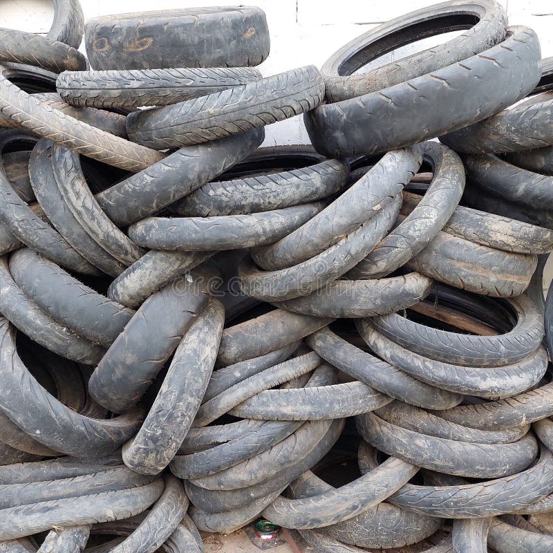 Waste Tires Collected for Recycling Stock Image - Image of cuisine ...