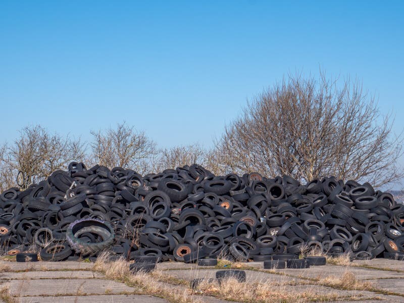 Waste Tires Disposal Landfill for Recycling Stock Image - Image of ...