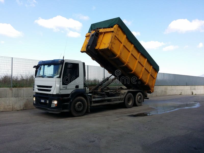 Waste Transport in Containers Stock Image - Image of hydraulic, trucks ...