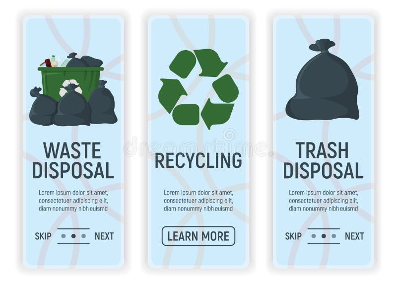 Recycling Banner. Line And Flat Icons. Waste Sorting Set. Vector ... Recycling Banner. Line And Flat Icons. Waste Sorting Set. Vector ...