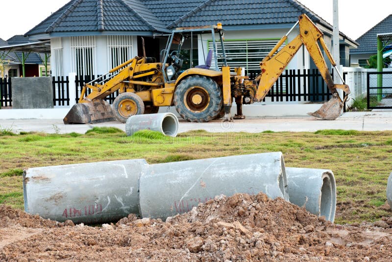 Waste Water Drain Construction Stock Photo - Image of danger ...