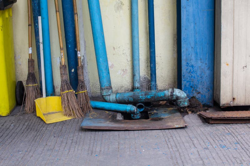 Waste Water Drain Pipe, Water Sewage Pipe from Buildings Stock Image ...