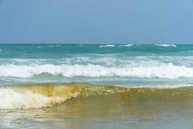 Waste Water into the Sea. Brown Colored Sea Water Stock Image - Image ...
