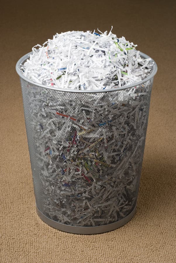 Wastepaper Basket Filled With Shredded Paper Stock Photo - Image of ...